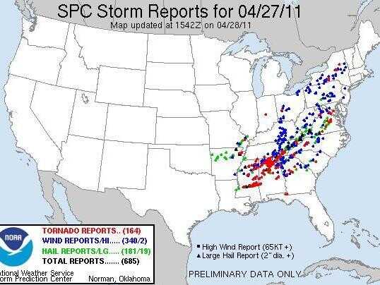 Map Tells Story Of Devastating Storms' Reach : The Two-Way : NPR