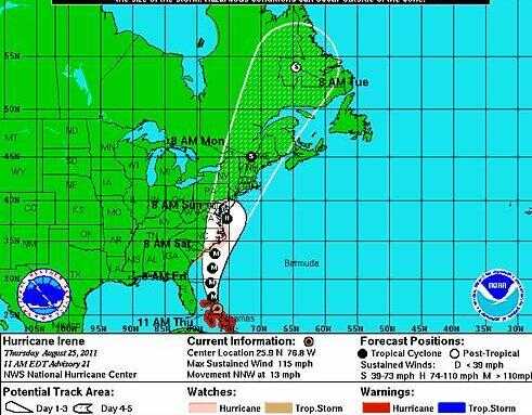 N.C. On Hurricane Watch As Irene Chugs Toward U.S. : The Two-Way : NPR