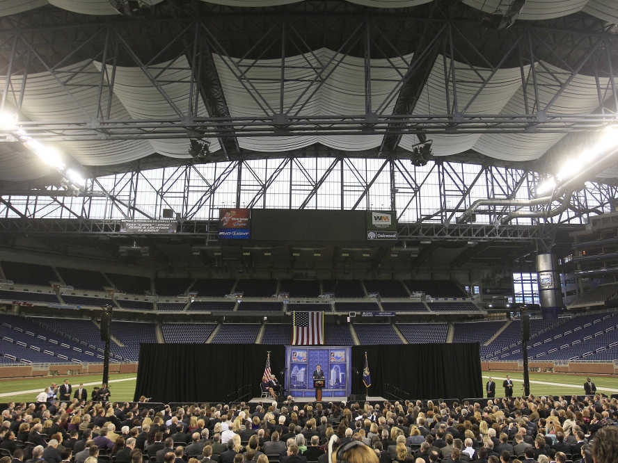 Romney's Big-Stadium Speech Makes Some Ask: Why Union-Bash In Detroit ...