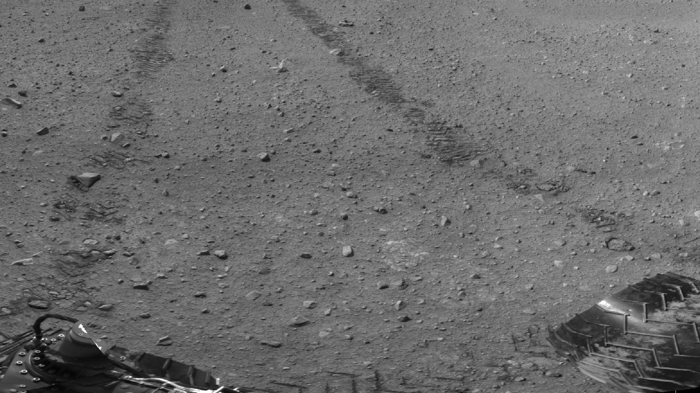 From Mars: Curiosity's Tracks, Up Close And From Above : The Two-Way : NPR