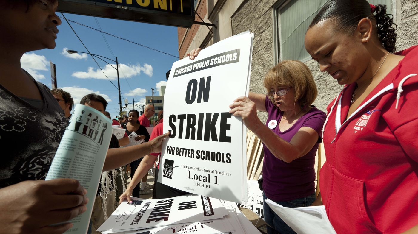 Chicago Teachers On Strike, Affecting 350,000 Students : The Two-Way : NPR