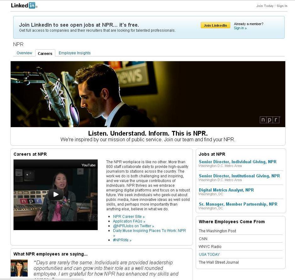 A New Look for the NPR LinkedIn : NPR Extra : NPR