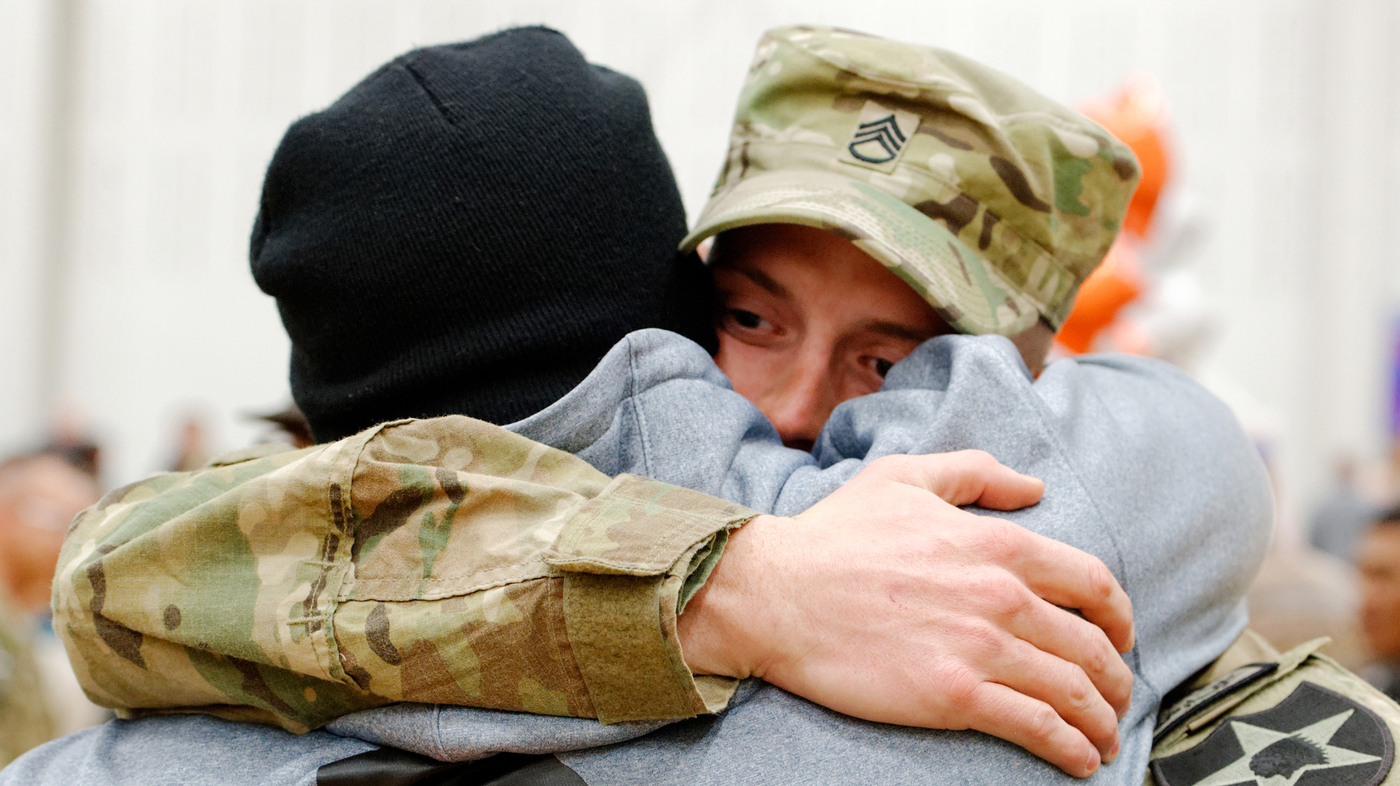 A Wounded Soldier Stands Tall At Reunion With His Platoon : NPR