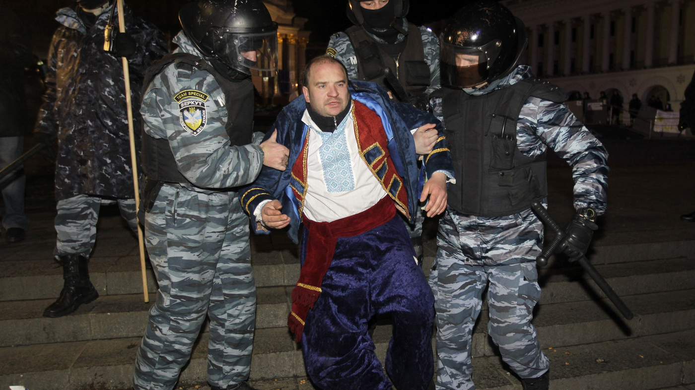 Ukrainian Demonstrators Converge After Police Break Up Protest : NPR