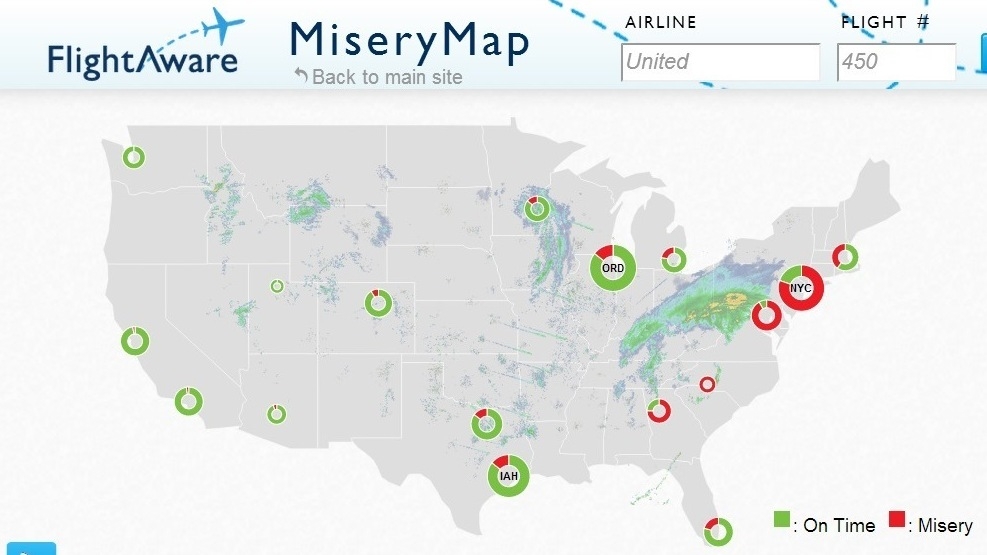 How Bad Is It For Fliers Today? Latest 'Misery Map' Shows : The Two-Way ...