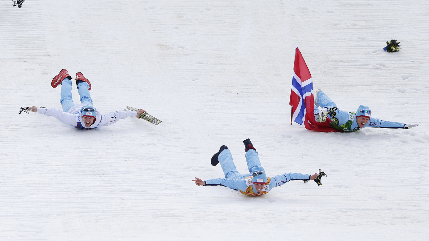 Olympic Photo Of The Day: Celebration Slide : NPR