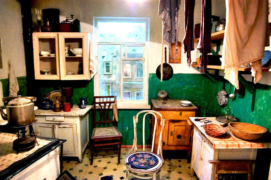 A typical Russian kitchen inside an apartment built during the early ...