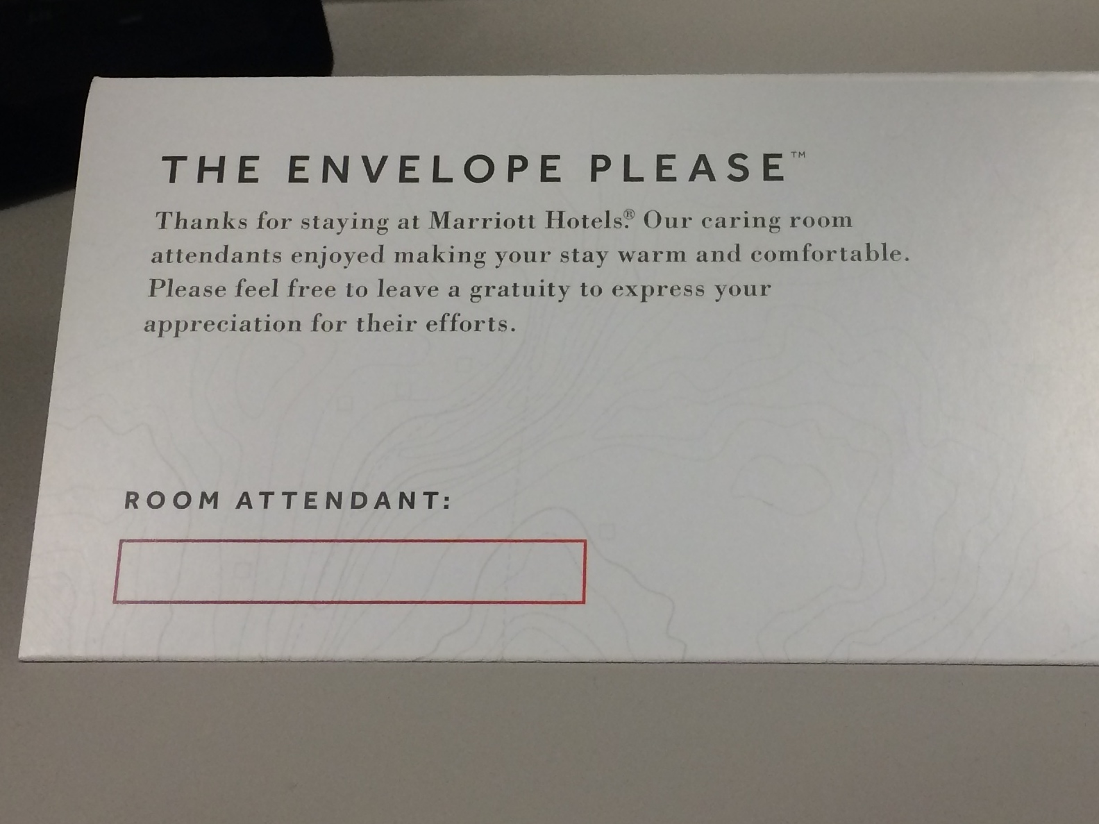 Marriott's New Envelope For Room Tips Stirs Debate | NCPR News