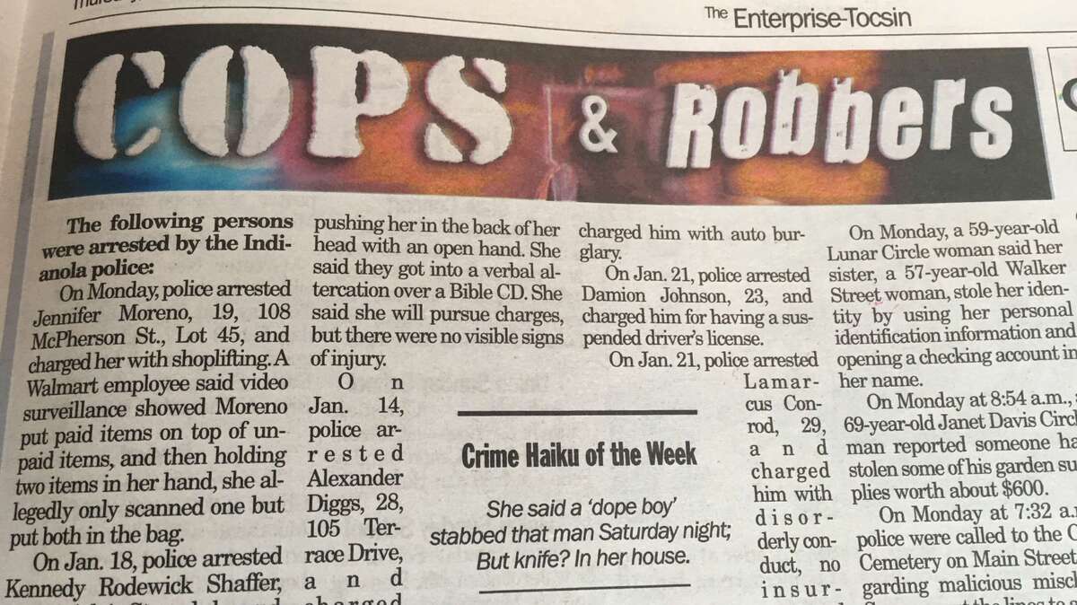 In Lighthearted Turn / Newspaper Takes Crime Reports / And Makes Them ...