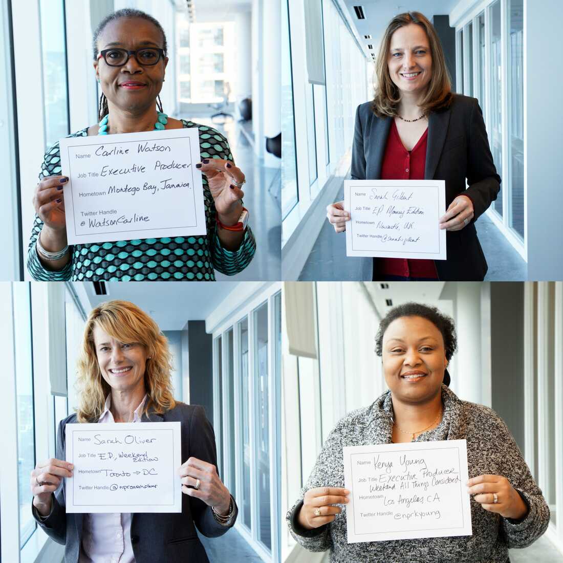 Faces Of NPR: Sarah Gilbert, Carline Watson, Sarah Oliver, and Kenya ...