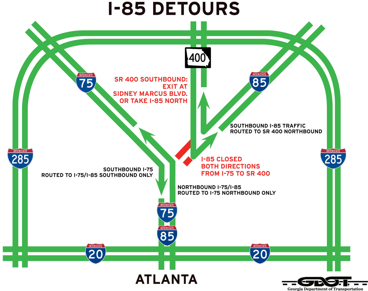 I-85 Bridge Collapse In Atlanta Brings Headache To 250,000 Drivers A ...