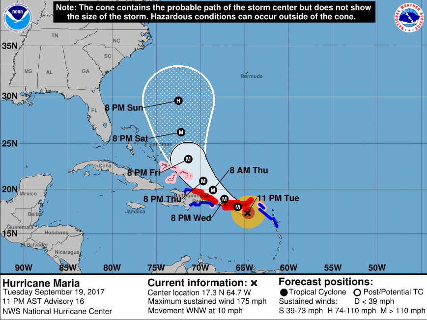 Hurricane Maria Weakens To A Category 4 As It Closes In On Puerto Rico ...