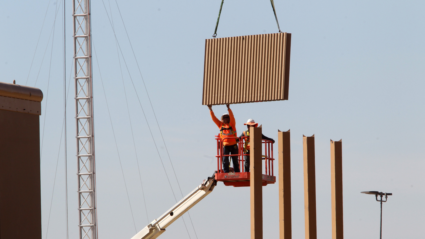 30-Foot Border Wall Prototypes Erected In San Diego Borderlands : NPR
