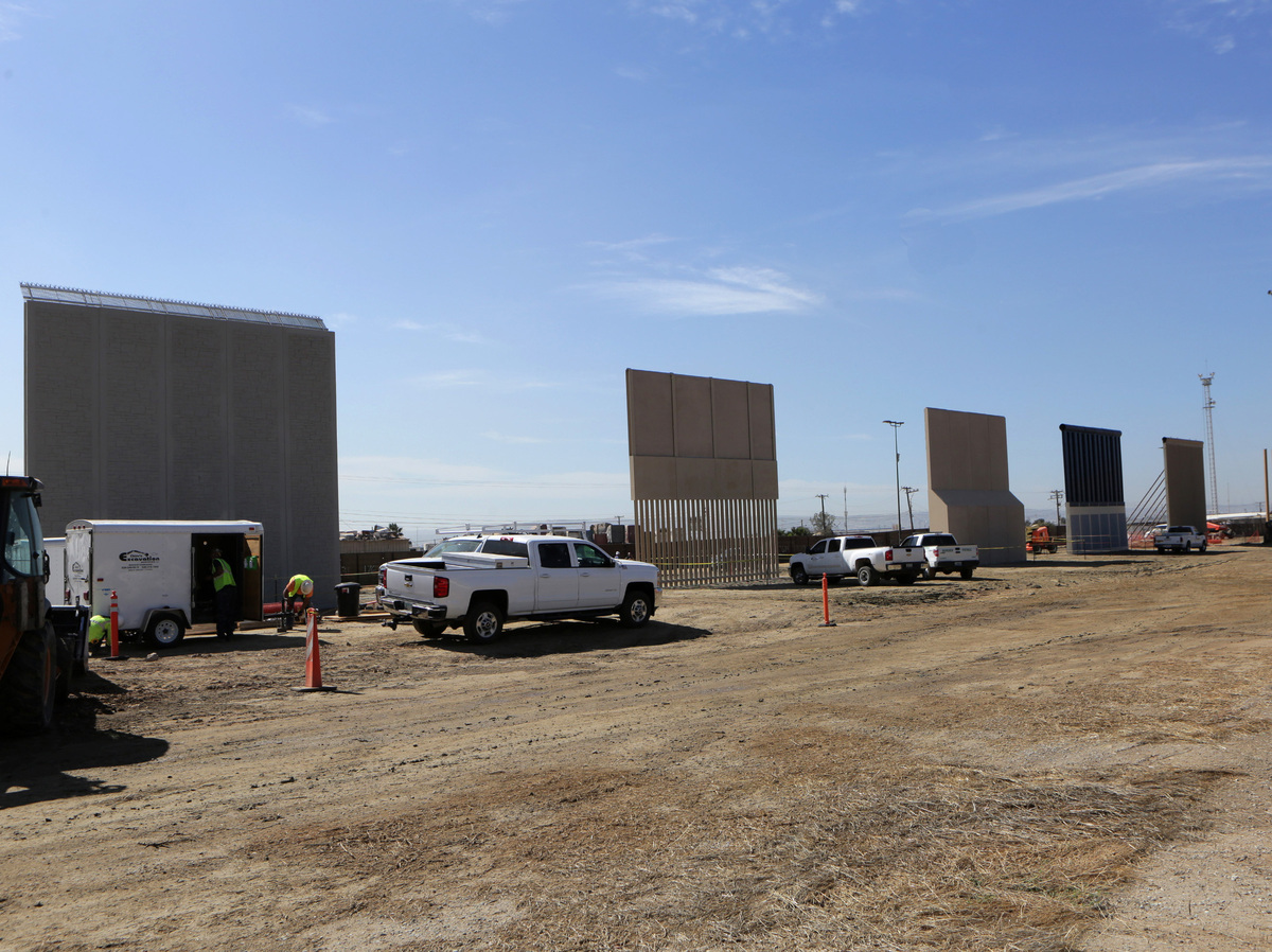 30-Foot Border Wall Prototypes Erected In San Diego Borderlands : NPR