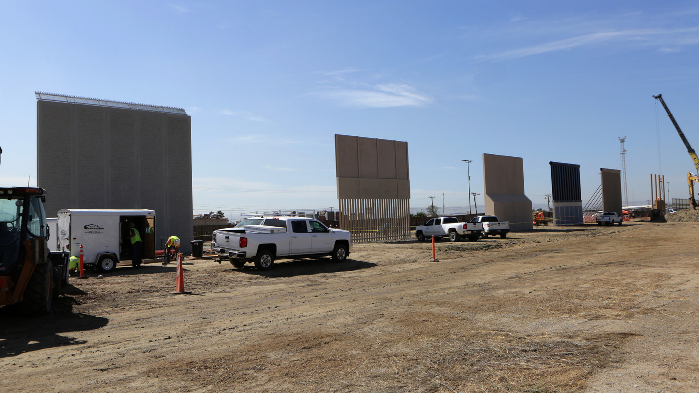 30-Foot Border Wall Prototypes Erected In San Diego Borderlands : NPR