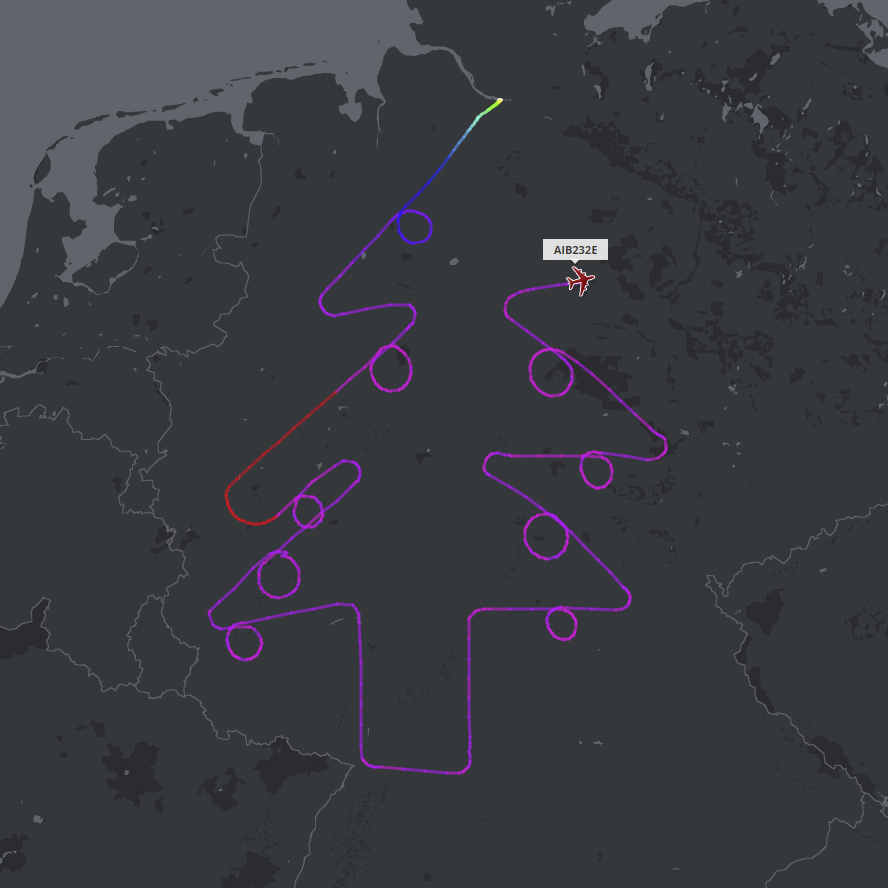 Flight Team Spruces Up Route Over Germany In Shape Of Giant Christmas ...