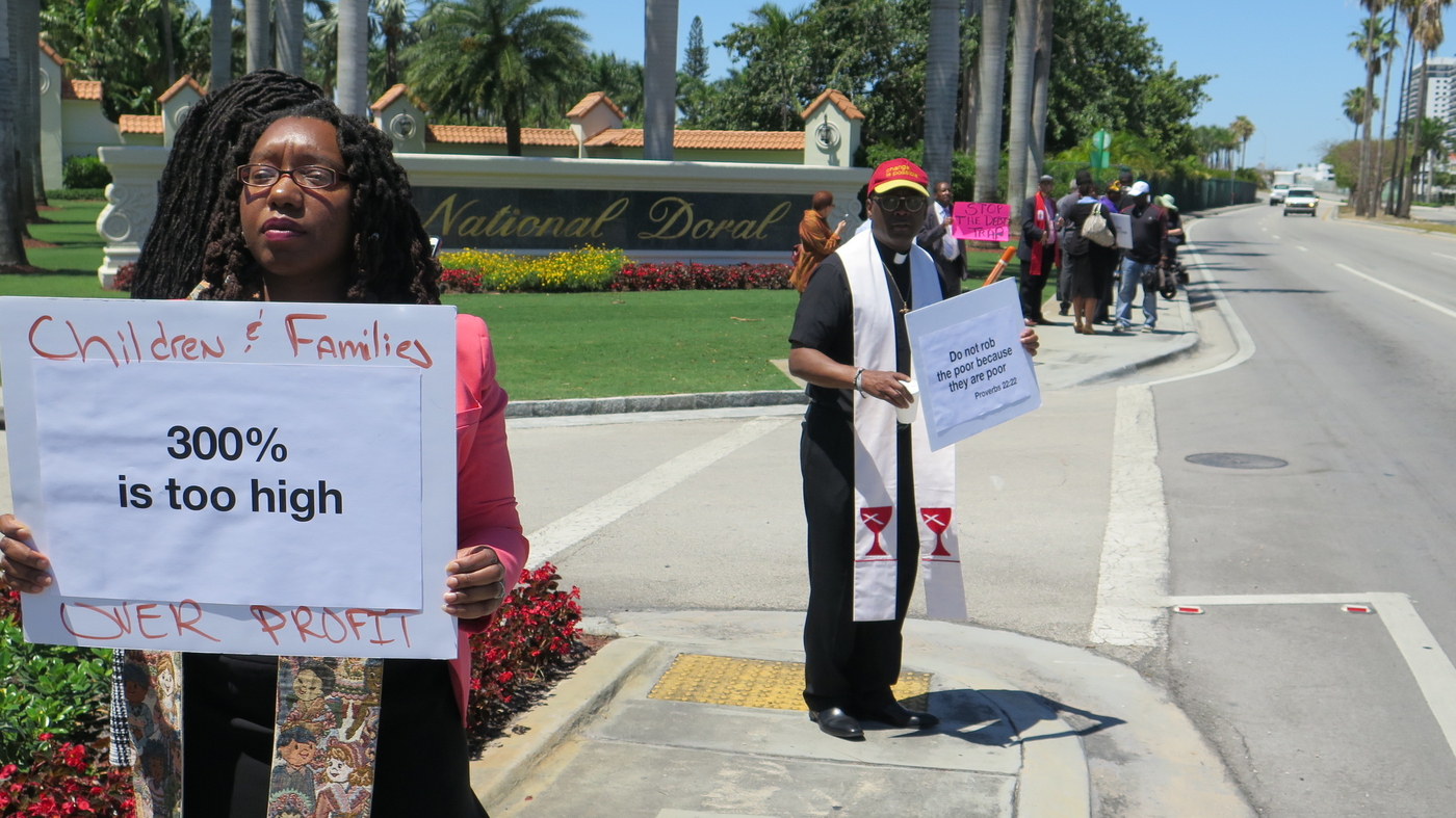 Payday Lenders Convening At A Trump Resort Are Met By Protesters : NPR