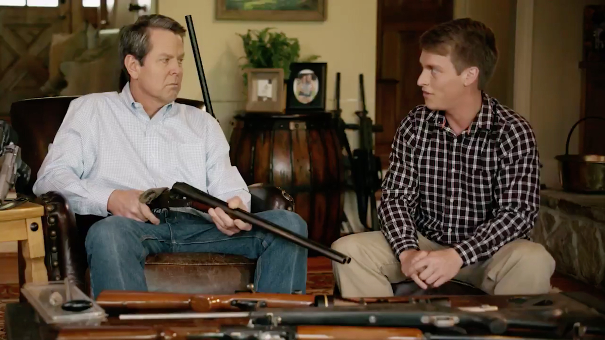 A Campaign Ad In Georgia Showing Brian Kemp Pointing A Gun At A Young ...