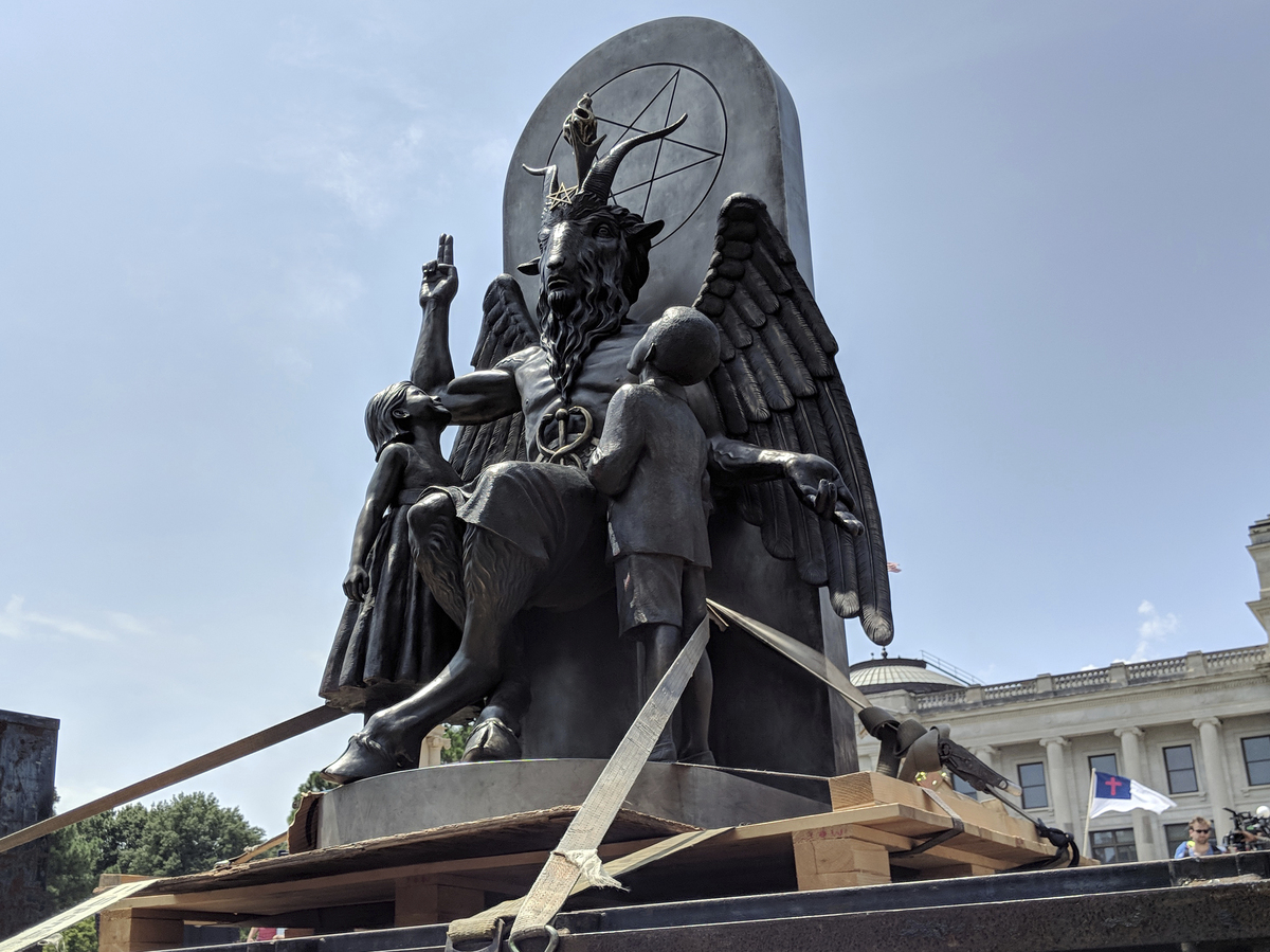 Satanic Temple Protests Ten Commandments Monument With Goat-Headed ...