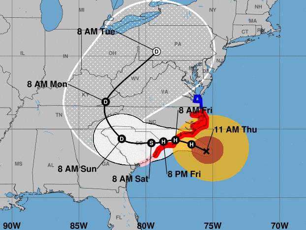 Hurricane Florence, A Large Category 2 Storm, Starts To Hit North ...