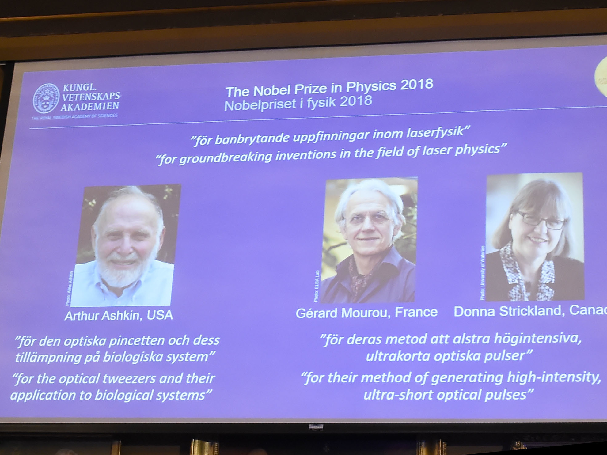 Scientists From U.S., Canada, France Split Nobel Prize In Physics For ...