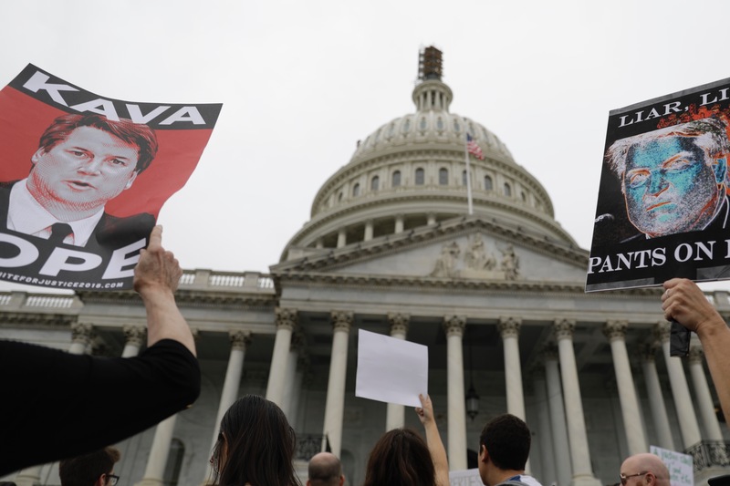 Demonstrators Gather At U.S. Capitol While Senate Confirms Kavanaugh : NPR