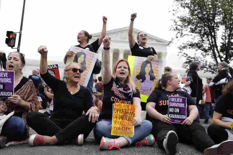 Demonstrators Gather At U.S. Capitol While Senate Confirms Kavanaugh : NPR