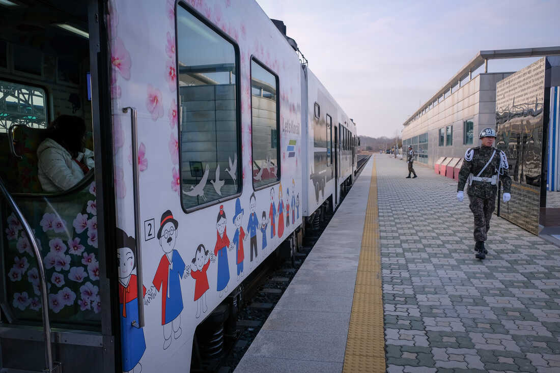 South Korea Sends 1st Train In Plan To Reconnect With North : NPR