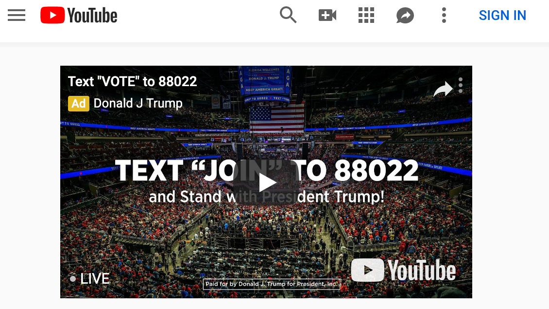 Trump Campaign Buys Ad That All YouTube Visitors Will See As Democrats ...