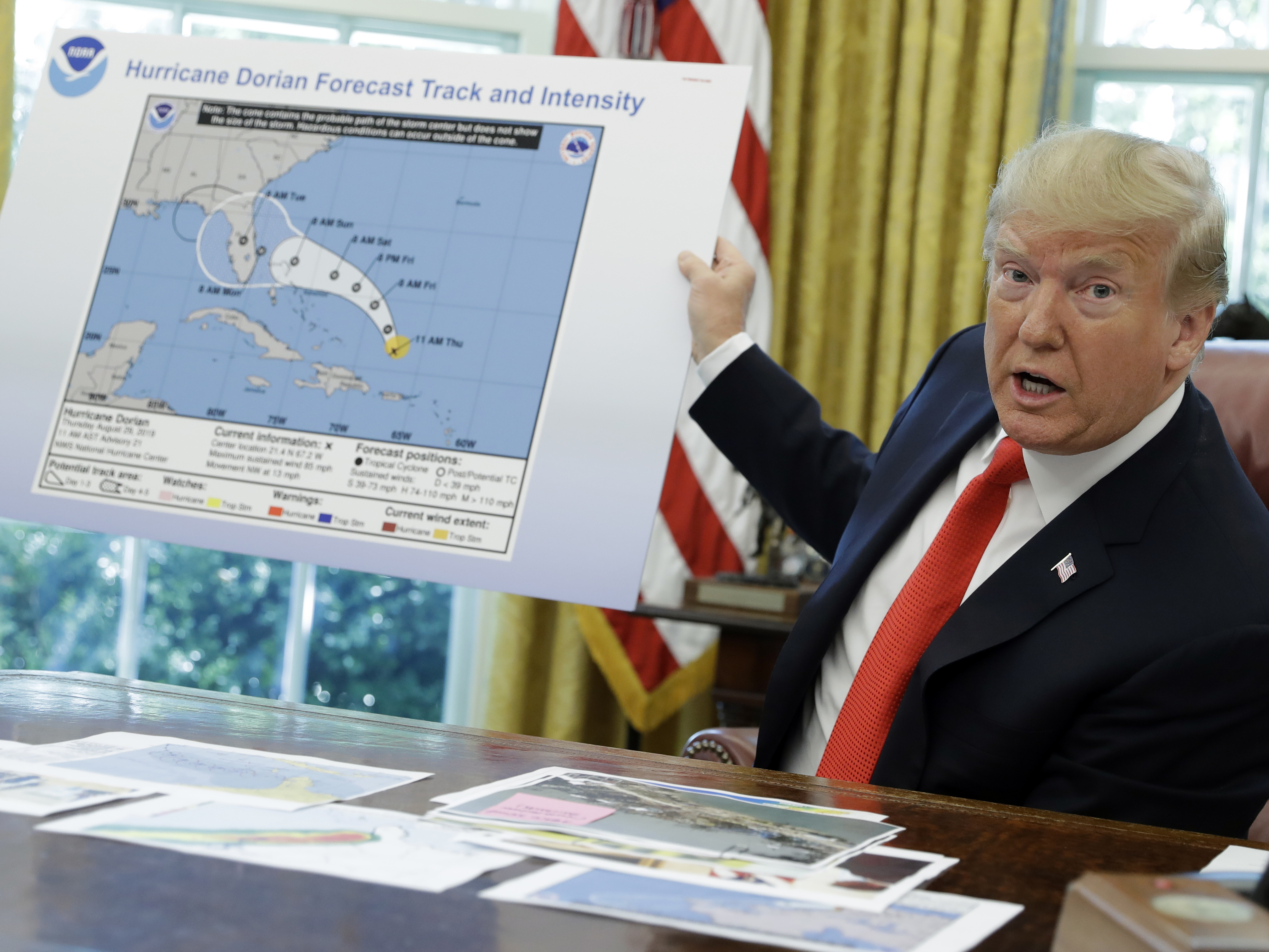Trump Displays Altered Map Of Hurricane Dorian's Path To Include ...