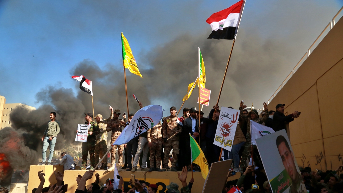 Angry Mob Sets Fire To Reception Area At U.S. Embassy In Baghdad : NPR