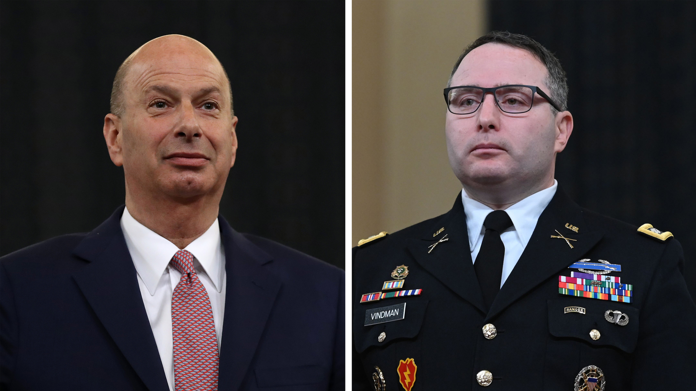 Vindman, Sondland Removed As Trump Purges Impeachment Witnesses : NPR