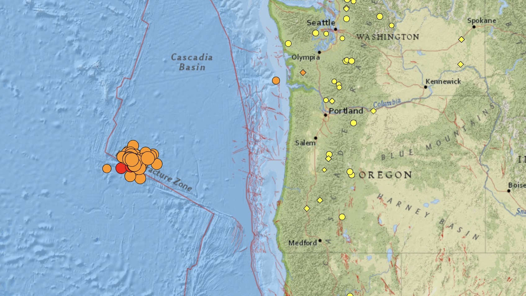 Pacific Northwest Fault Line Map