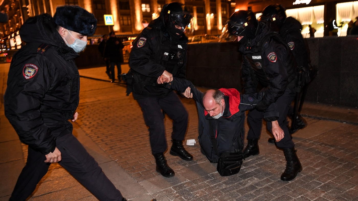 Thousands have been detained in anti-war protests across Russia : NPR