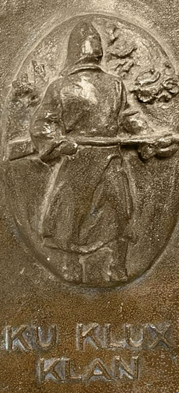 A plaque with the words 'Ku Klux Klan' still hangs on a building at ...