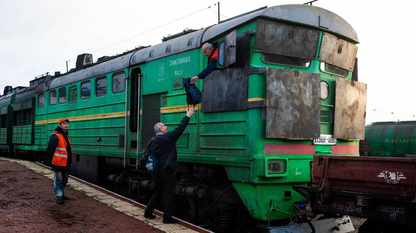 First train from Kyiv arrives in liberated Kherson : The Picture Show : NPR