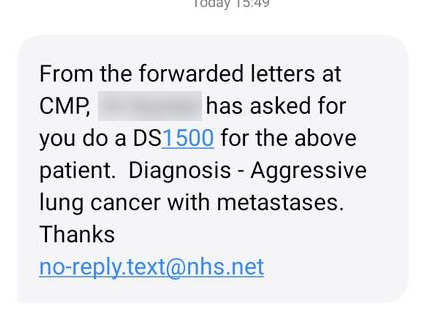 A U.K. medical office mistakenly sent patients a text message with a ...