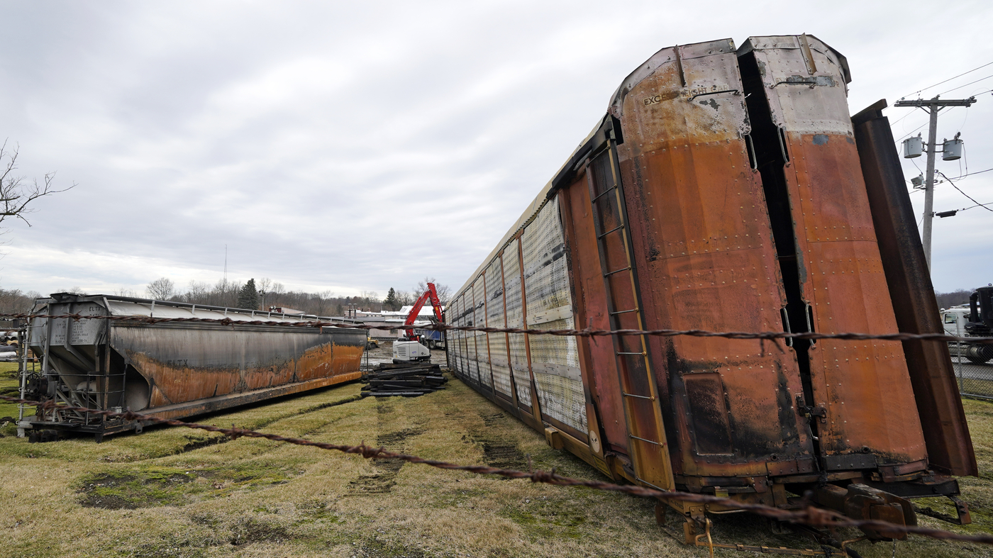 Upset Ohio town residents seek answers over train derailment : NPR