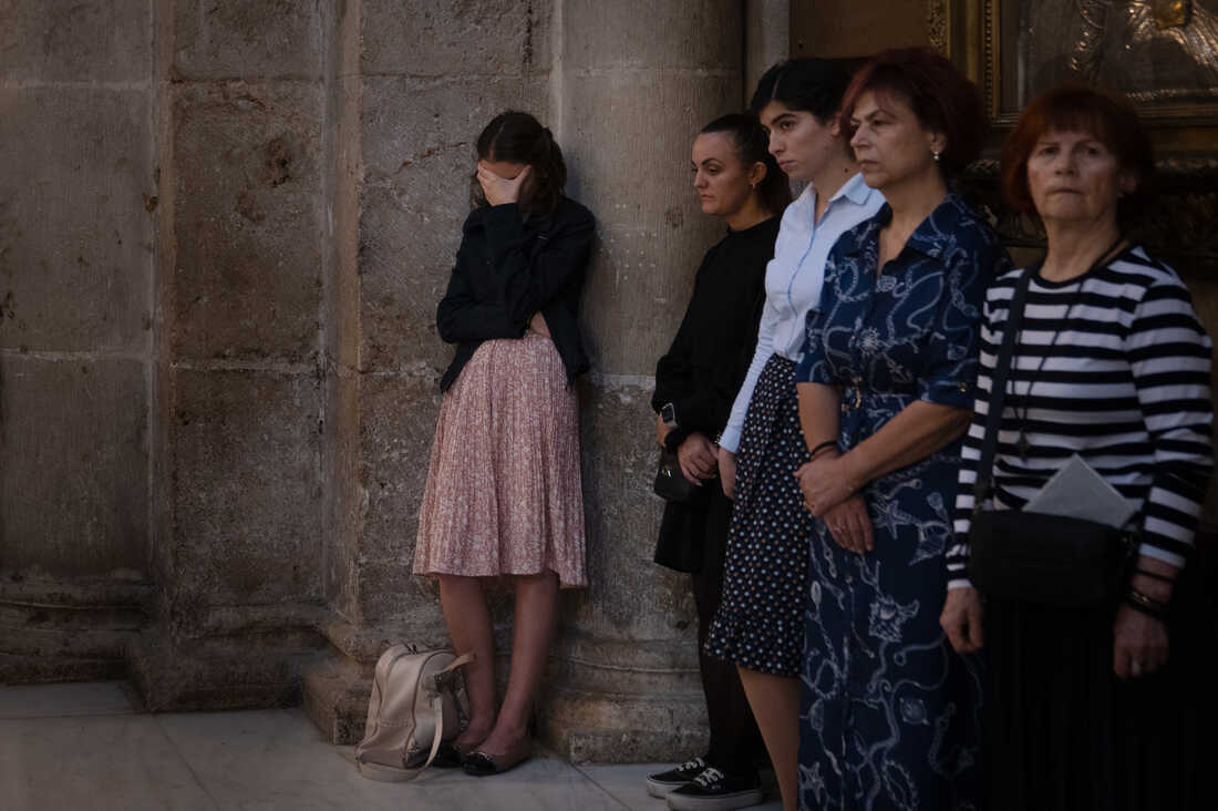 For Palestinian Christians, a Sunday spent mourning civilians killed at a Gaza church : NPR