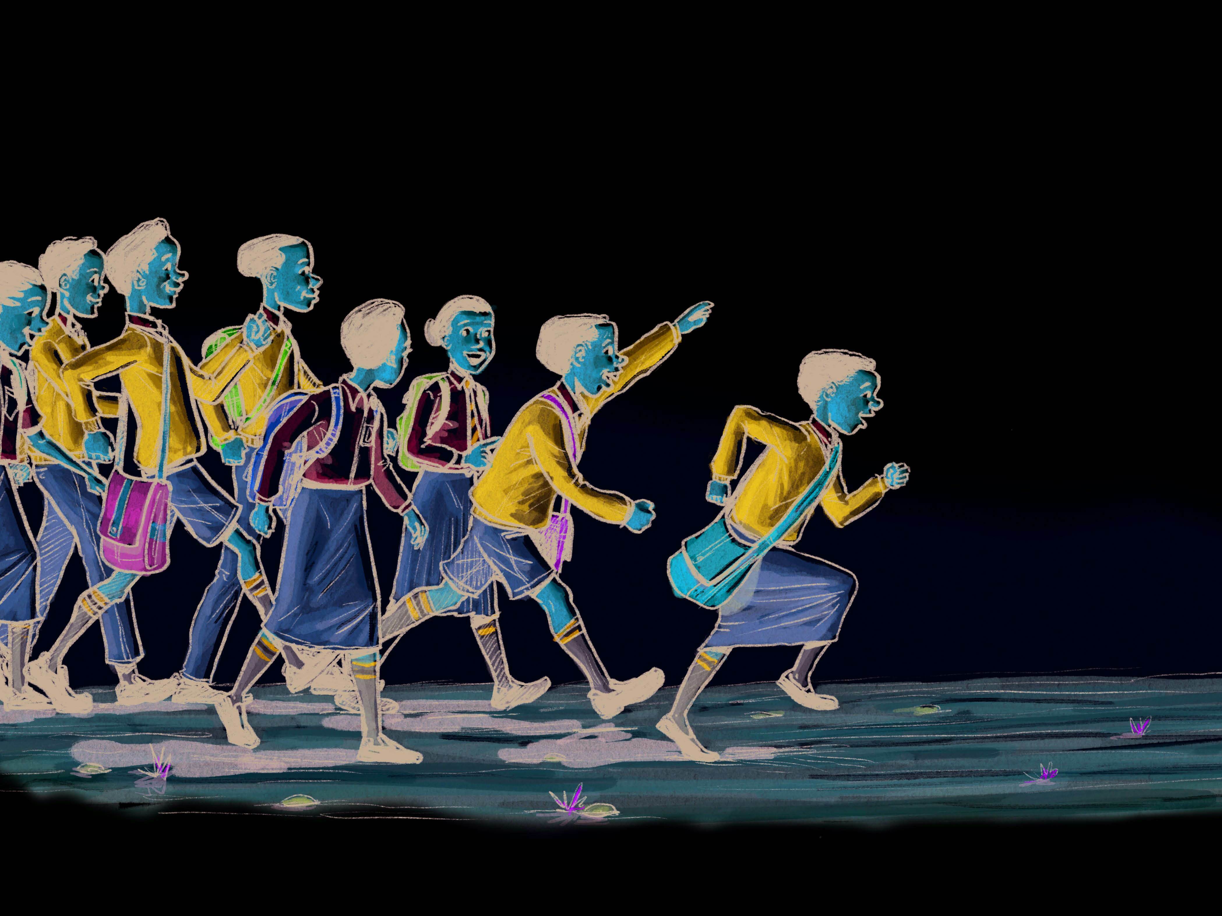 What is a walking school bus? Hint: It has no tires but lots of feet ...