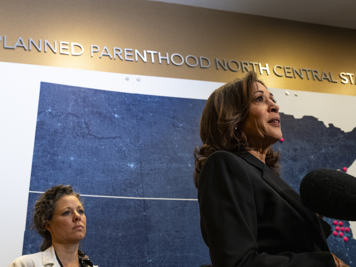 Harris visits an abortion clinic, a first for a vice president : NPR