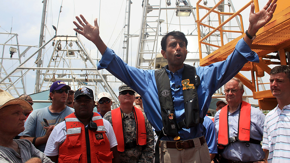 Oil Spill Crisis Puts Jindal Back On Center Stage : NPR