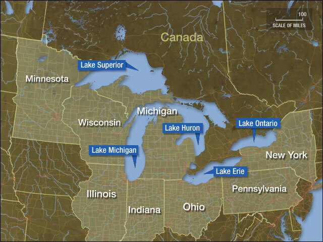 Us Map Showing Great Lakes