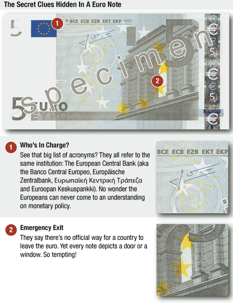 Hiding In Every Euro: Signs Of Doom! : Planet Money : NPR