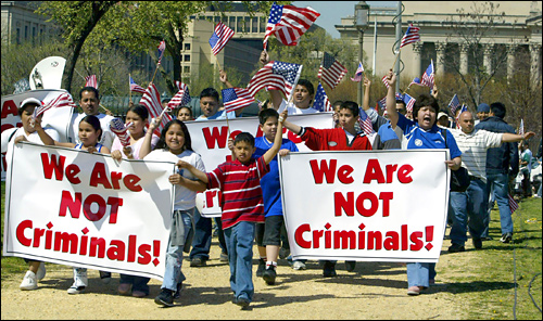 Immigration Rights March Draws Thousands : NPR