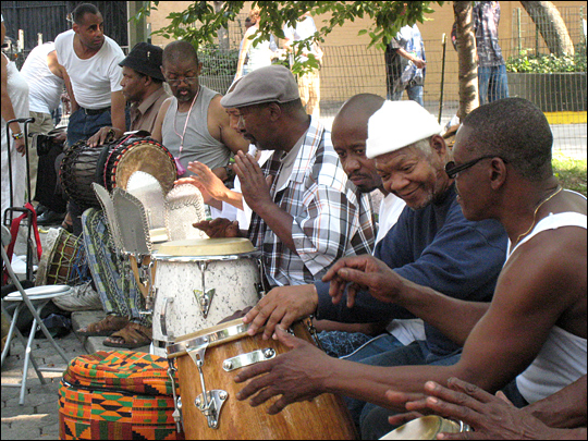 Drumming Up a Protest in a Harlem Park : NPR