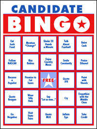 Candidate Bingo: Get Your Card Now : The Bryant Park Project : NPR